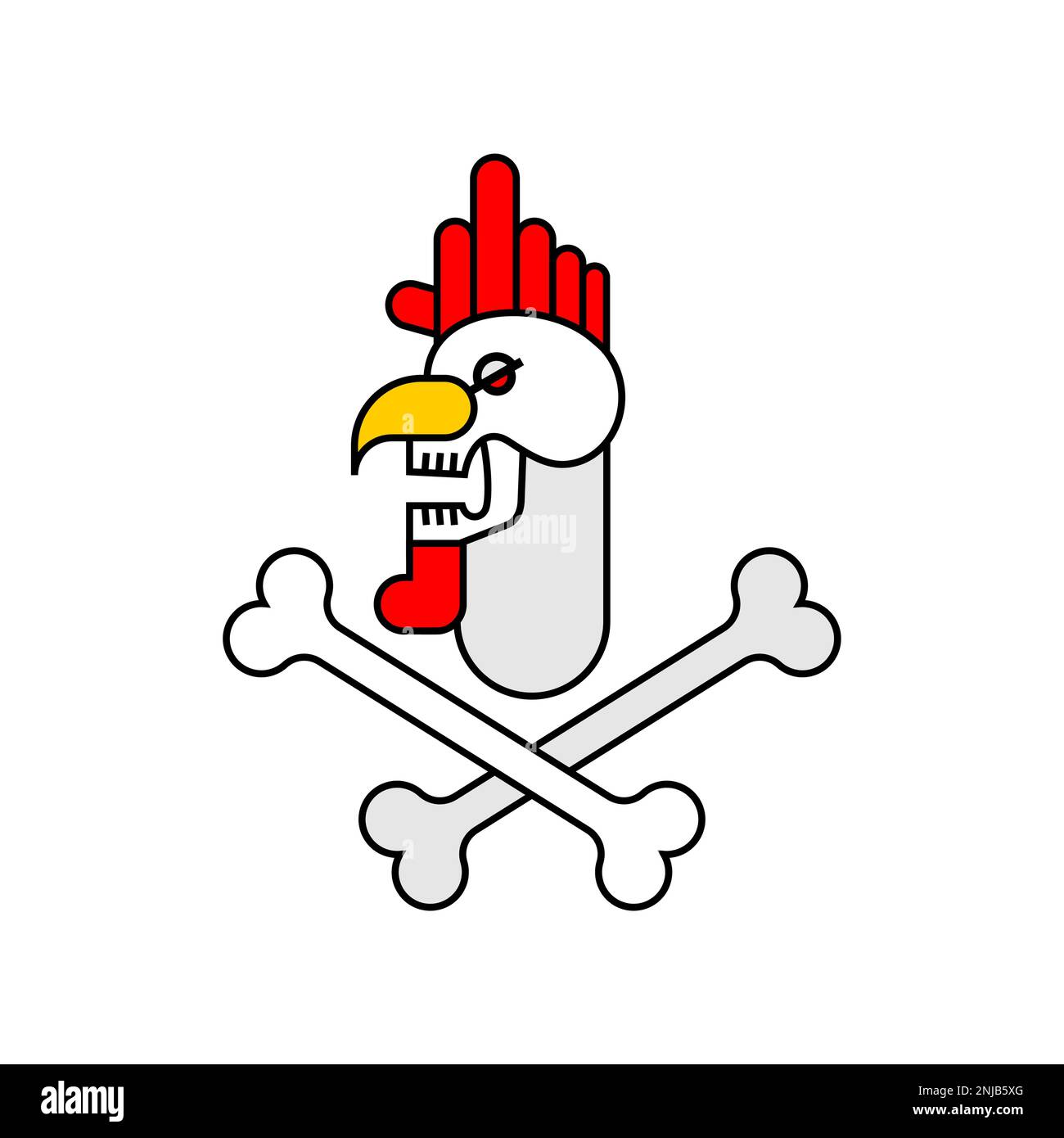 Skull rooster sign. Skeleton rooster icon. Vector illustration Stock ...