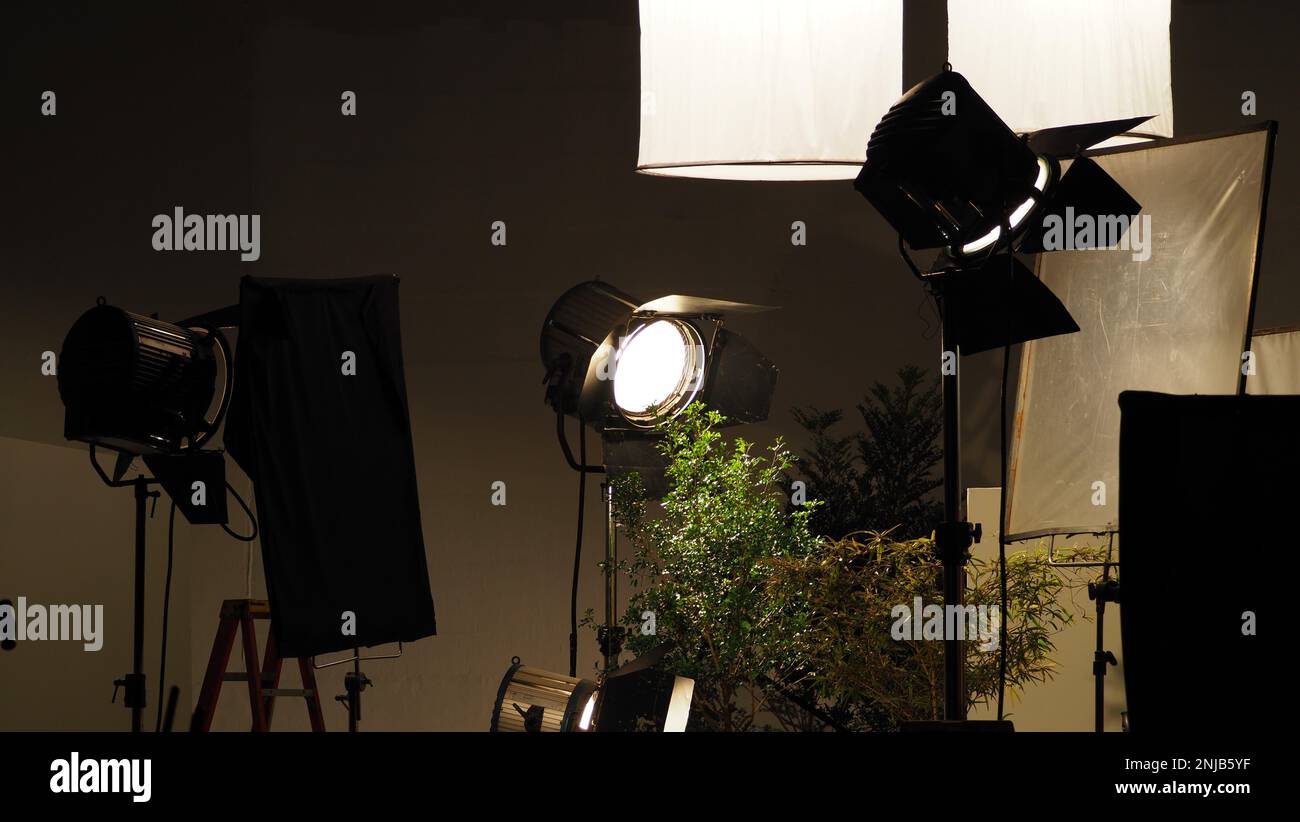 Film light for video production camera in studio set. Use as studio ...