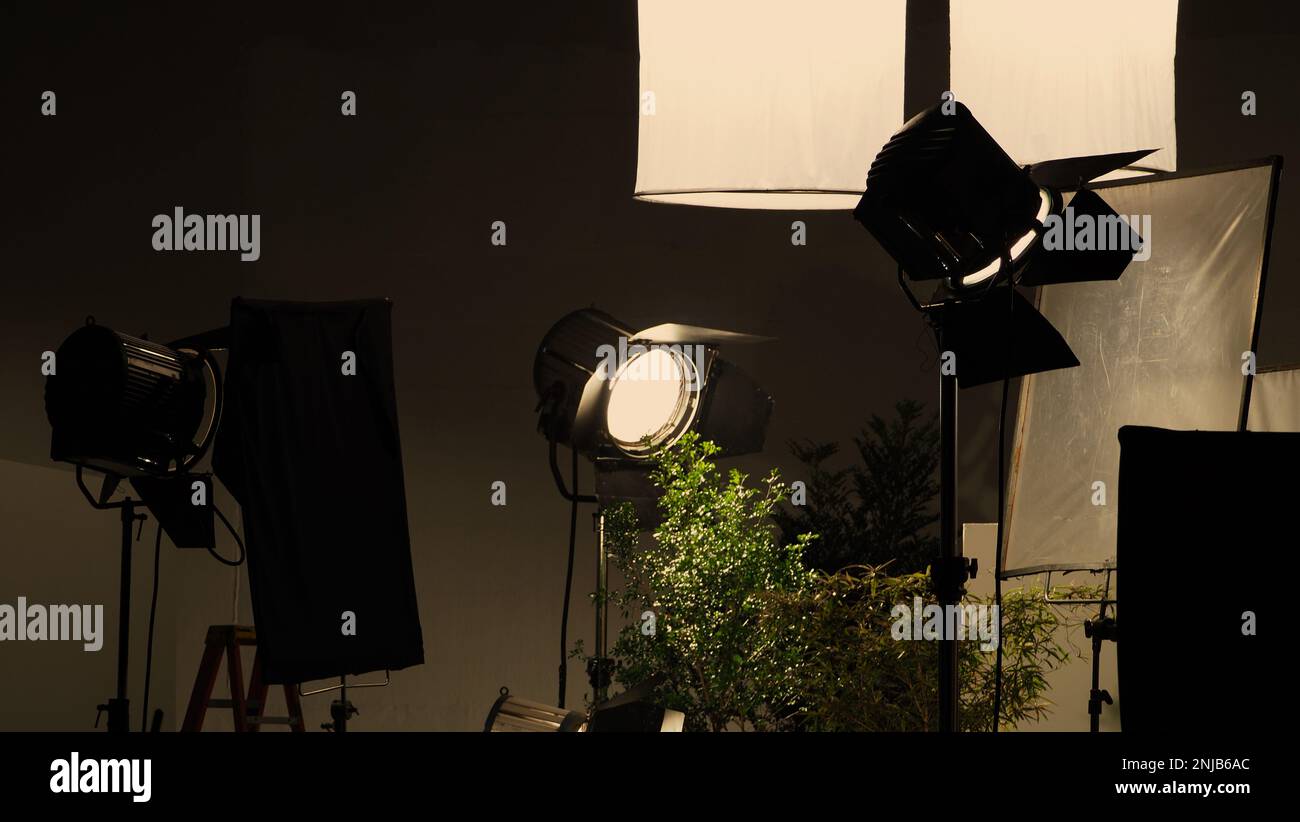 Film light for video production camera in studio set. Use as studio ...