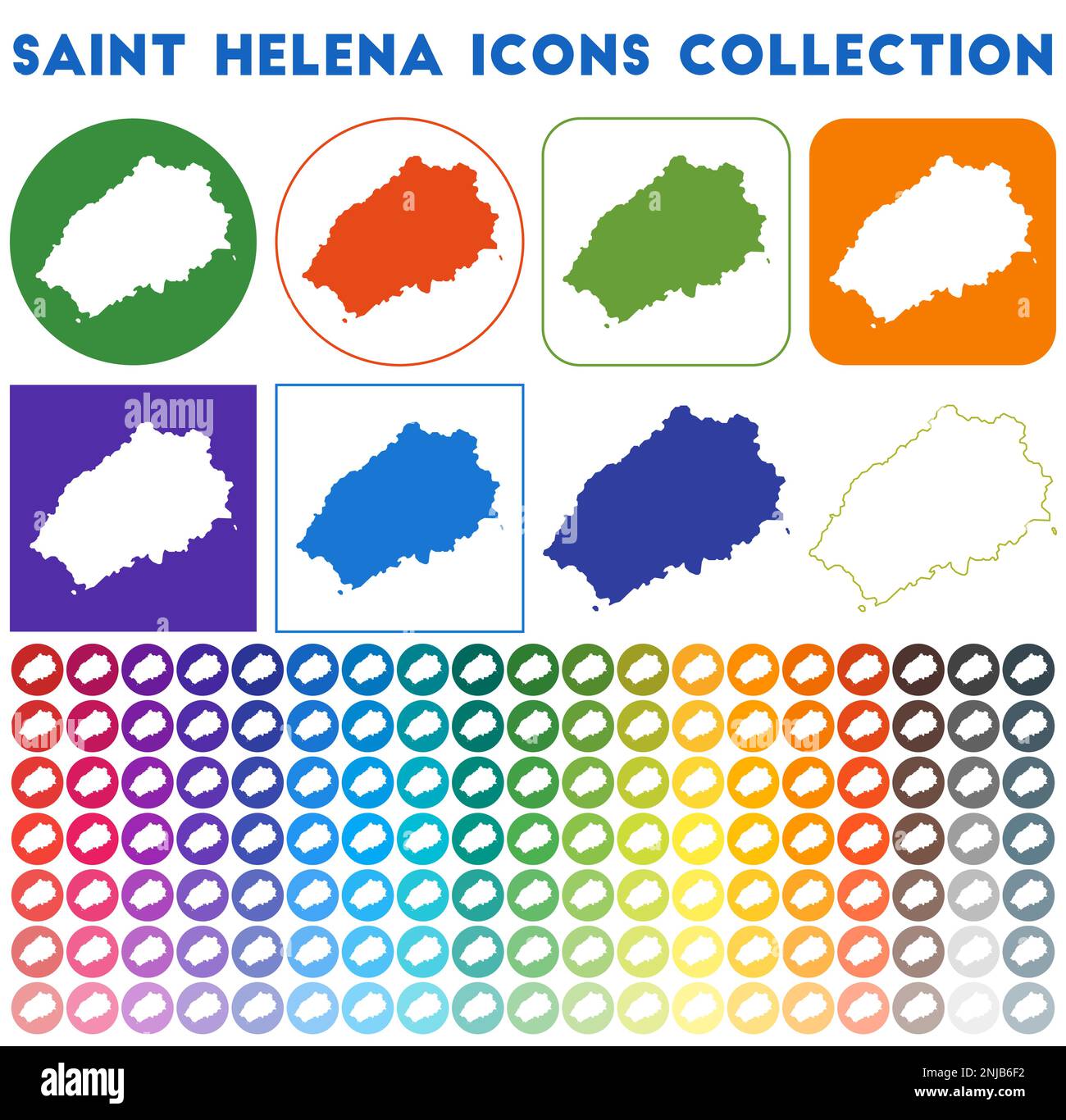 Saint Helena icons collection. Bright colorful trendy map icons. Modern ...