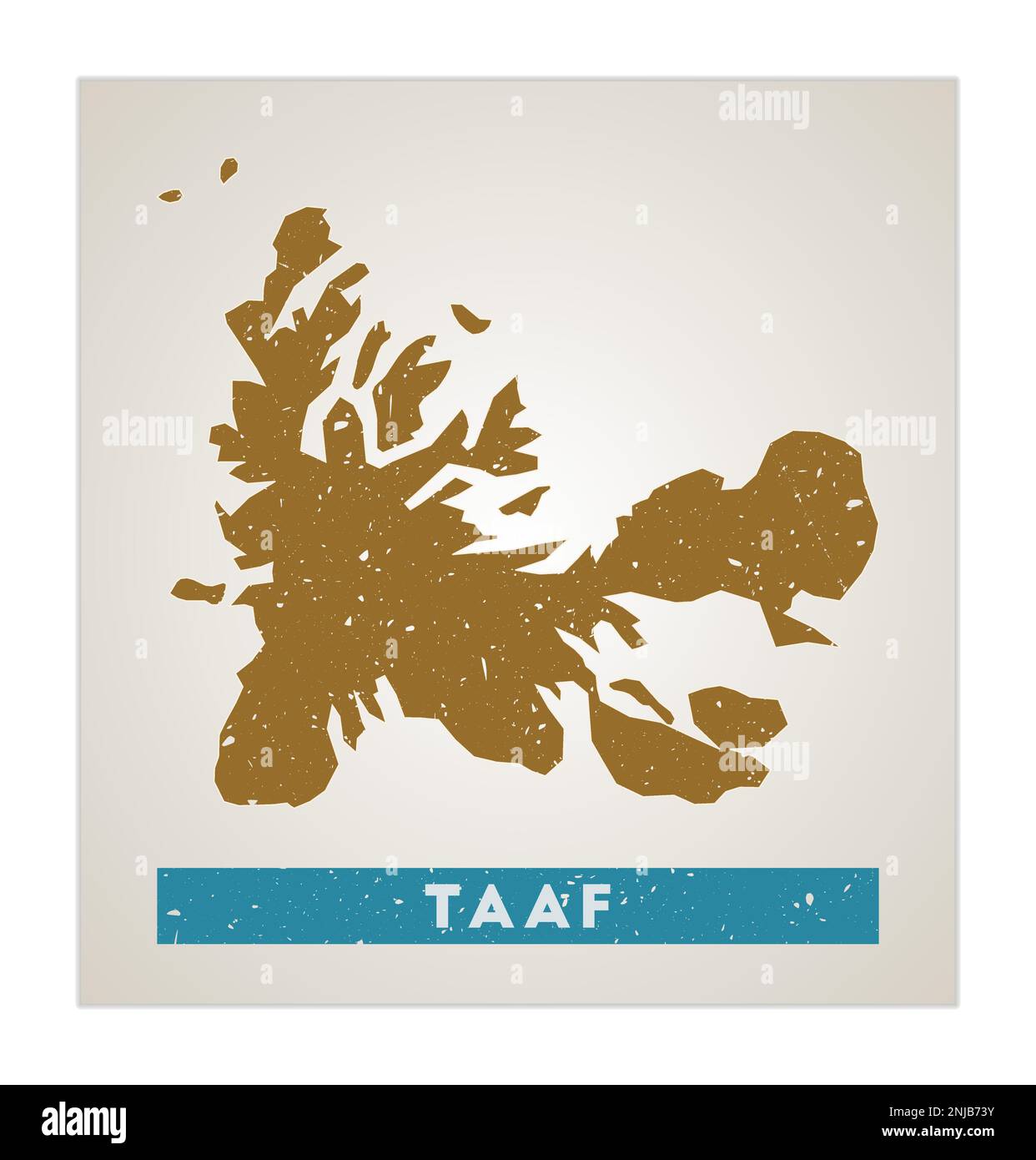 TAAF map. Country poster with regions. Old grunge texture. Shape of ...