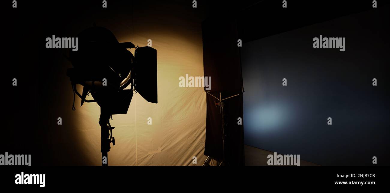 Film light for video production camera in studio set. Use as studio ...