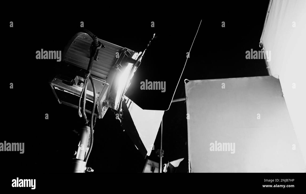 Film light for video production camera in studio set. Use as studio ...