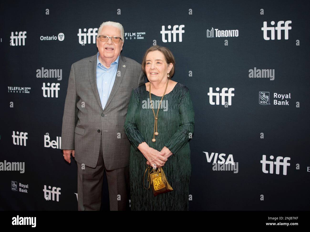 John "Chickie" Donohue and Christine Fernand Donahue pose on the red ...