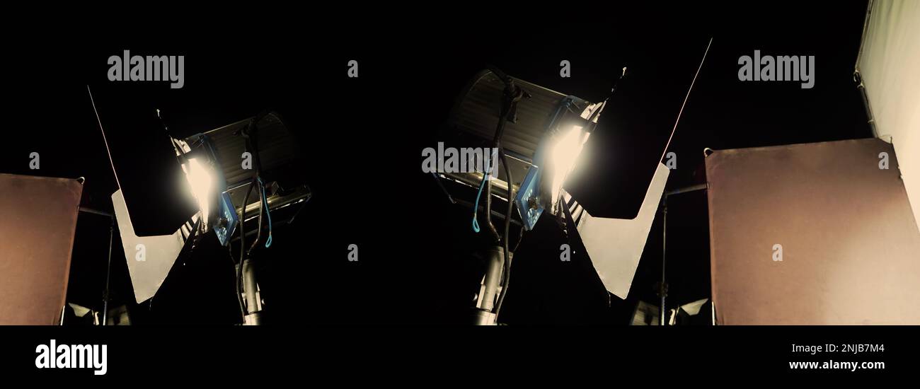 Film light for video production camera in studio set. Use as studio ...