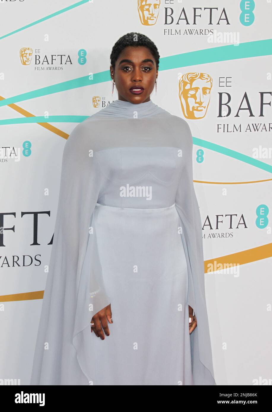 London, UK. Lashana Lynch at the EE BAFTA Film Awards 2023 at The Royal Festival Hall on ...