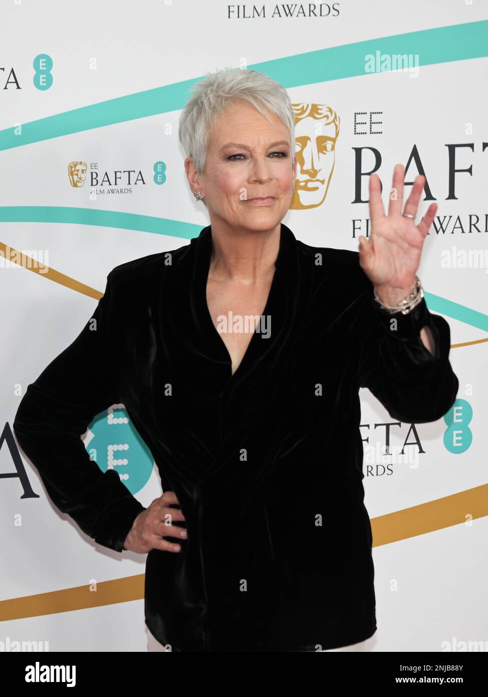 London, UK. Jamie Lee Curtis at the EE BAFTA Film Awards 2023 at The Royal Festival Hall on ...