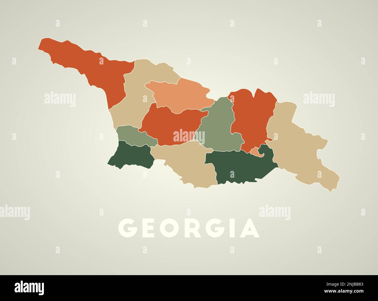 Georgia poster in retro style. Map of the country with regions in ...