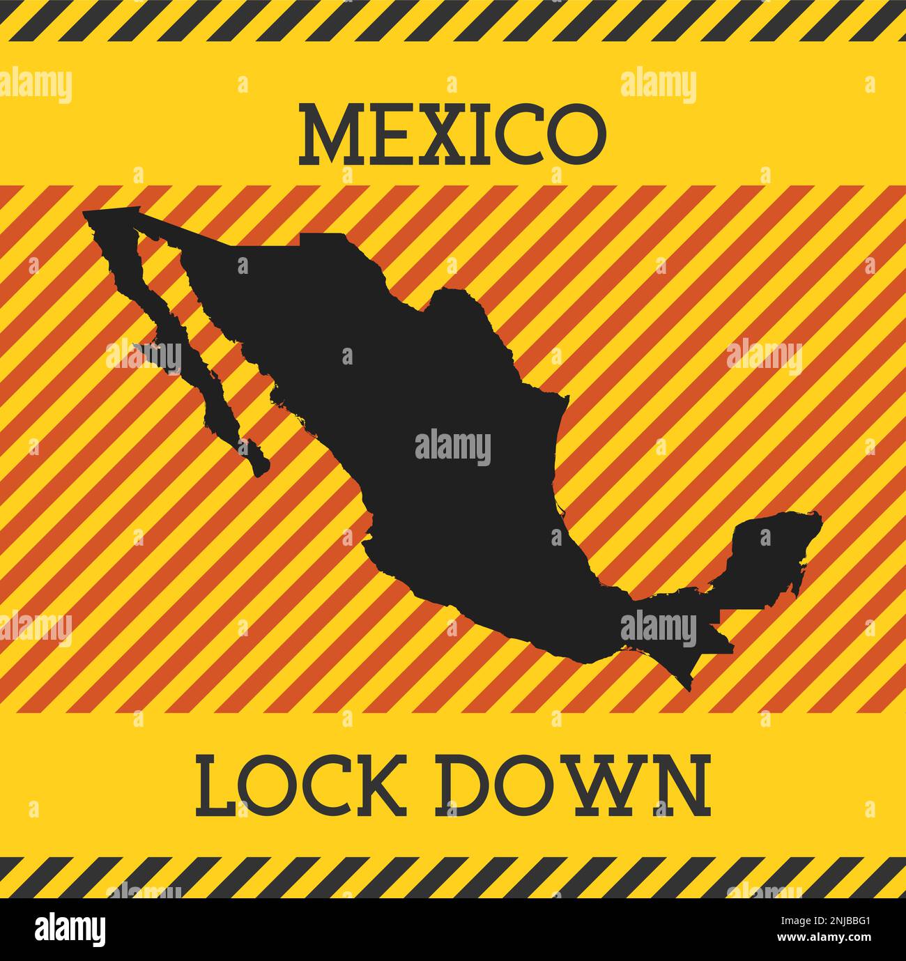 Mexico Lock Down Sign. Yellow country pandemic danger icon. Vector illustration Stock Vector ...