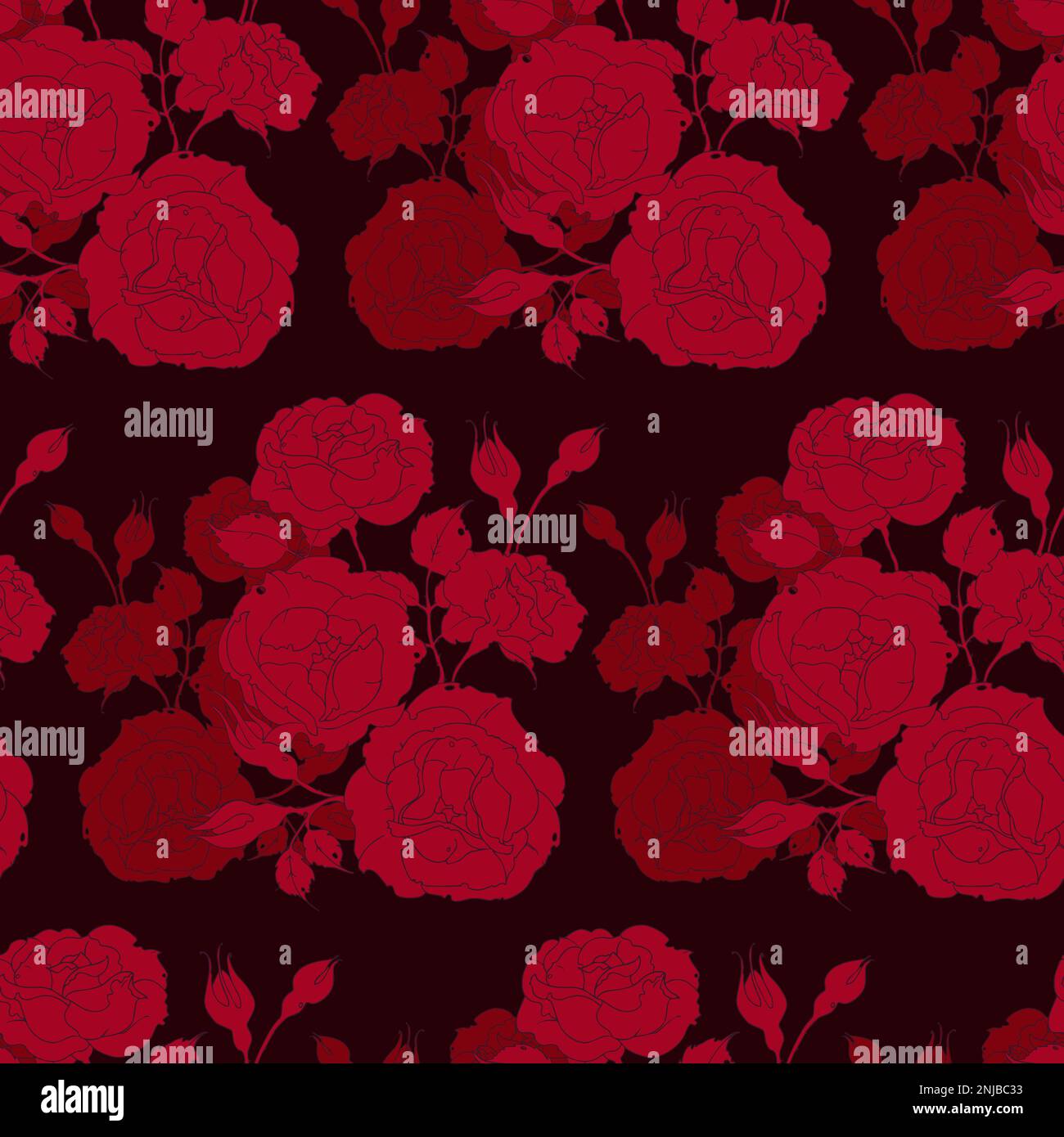 bouquet of bright red roses, a branch with flowers,on a dark background ...