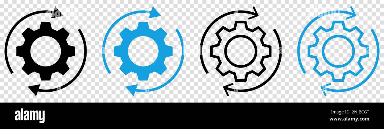Gear workflow progress icons. Vector illustration isolated on ...
