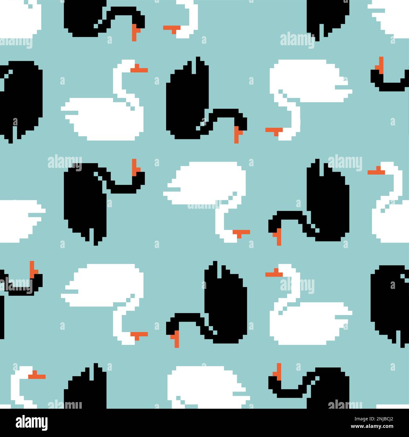 White swan pixel art pattern seamless. 8 bit pixelated texture Stock ...