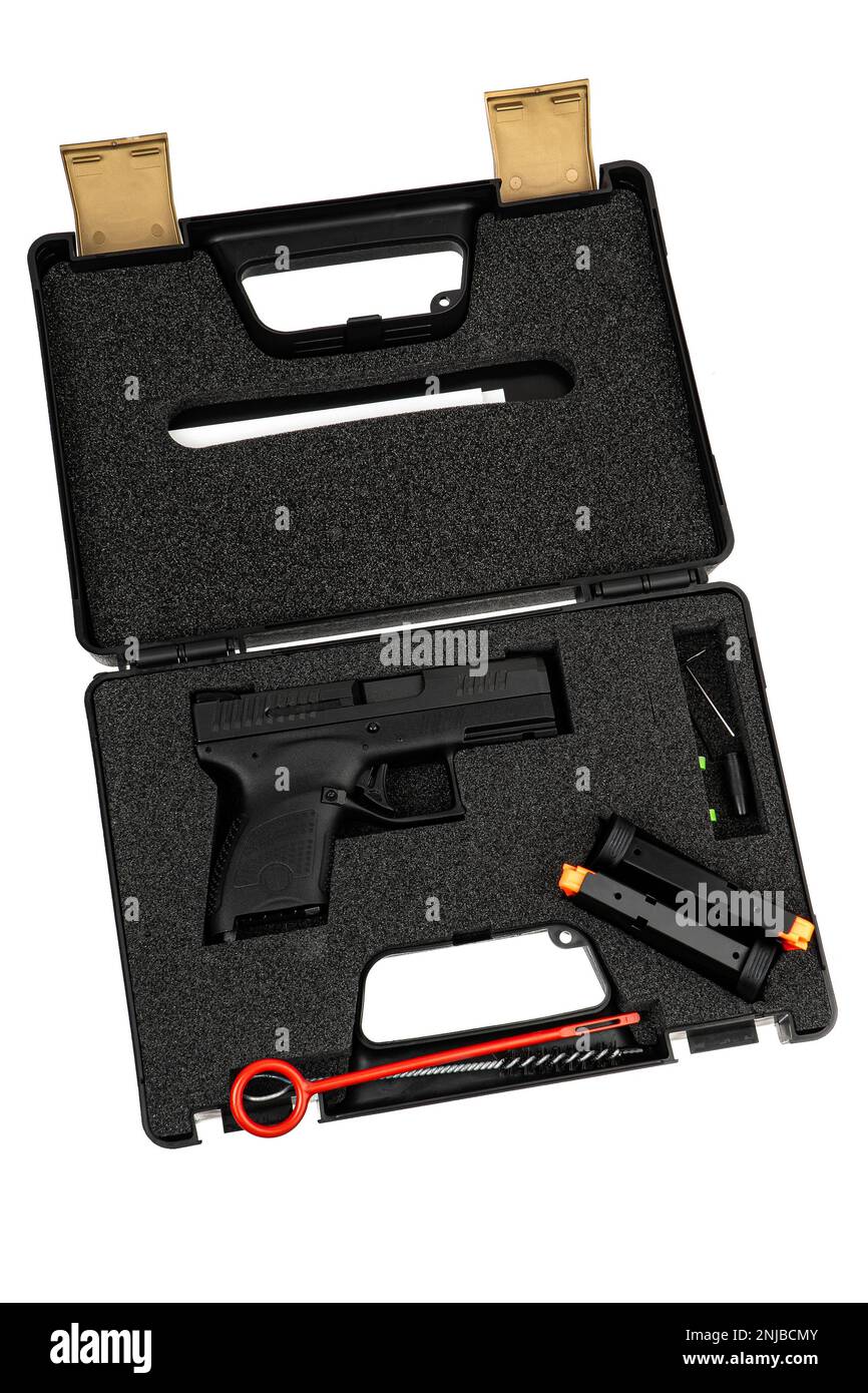 Modern semi-automatic pistol. A short-barreled weapon for self-defense ...