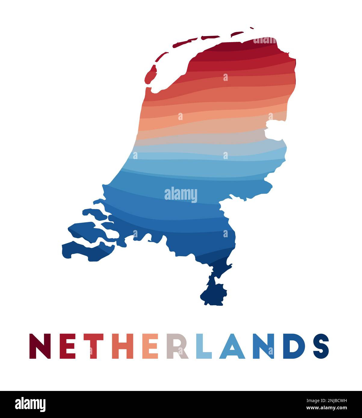 Netherlands map. Map of the country with beautiful geometric waves in ...