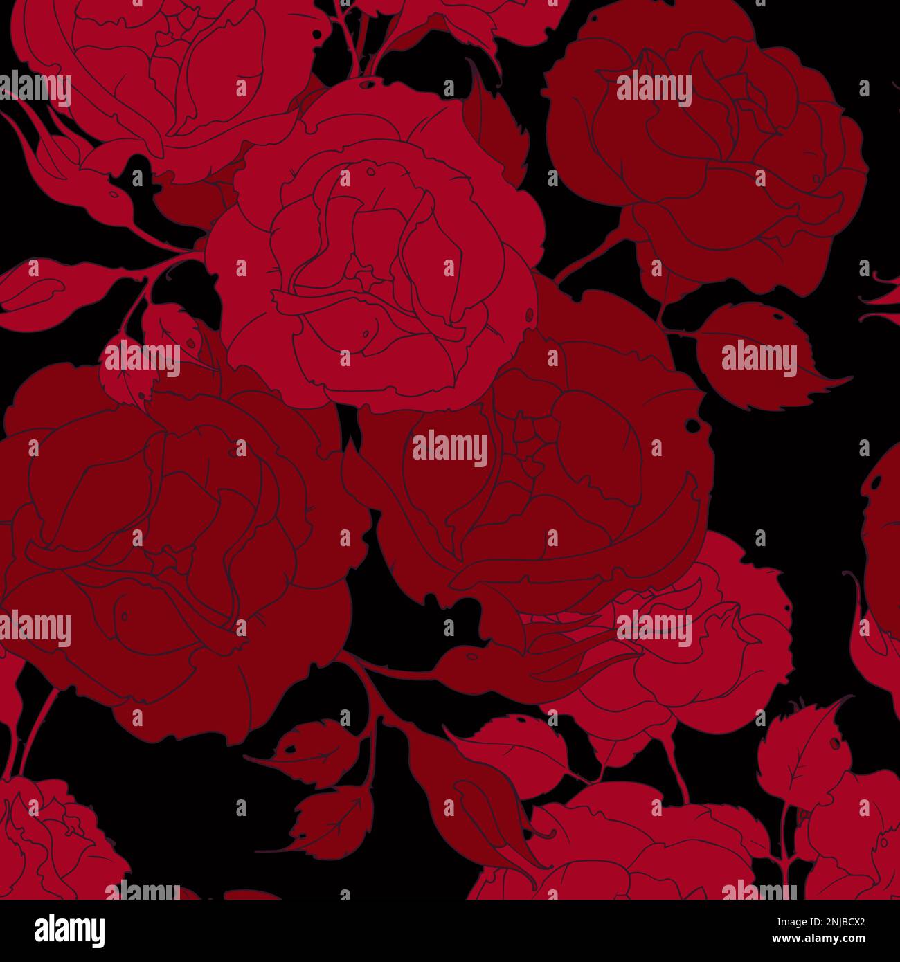 bouquet of bright red roses, a branch with flowers,on a dark background ...