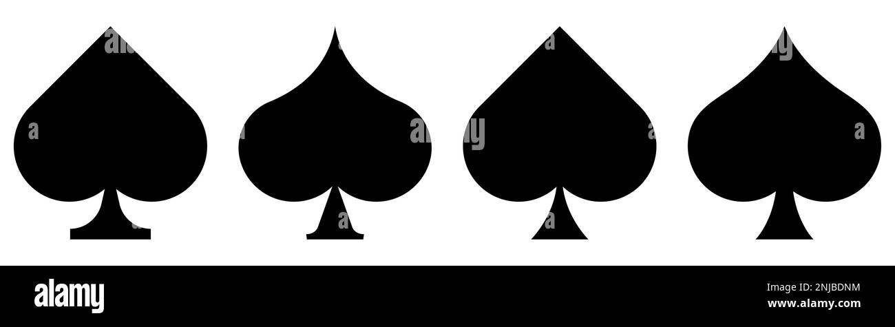Set of playing card spade suit icons. Vector illustration isolated on ...