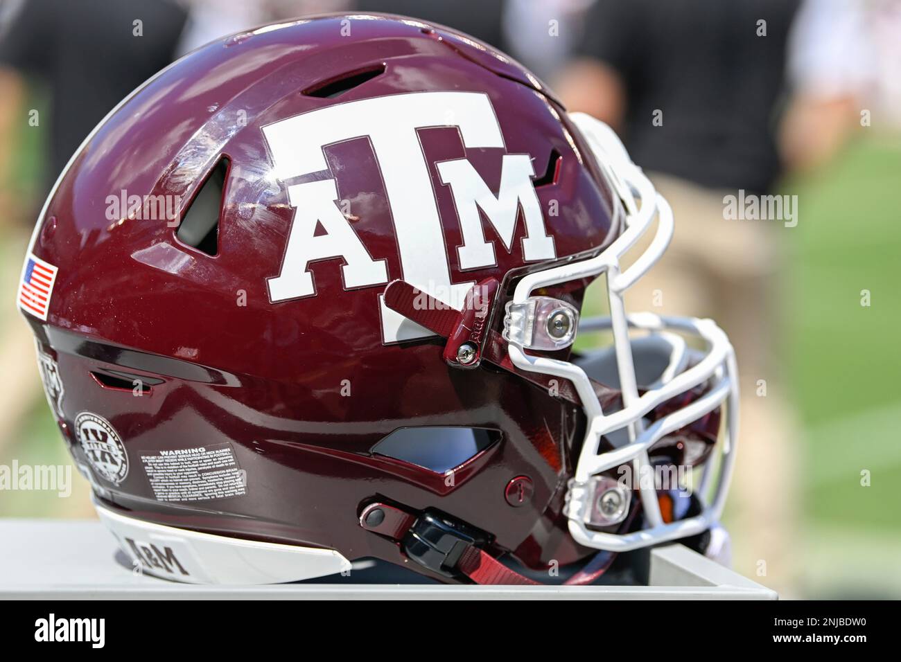 COLLEGE STATION, TX - SEPTEMBER 10: A Texas A&M helmet awaits the next ...