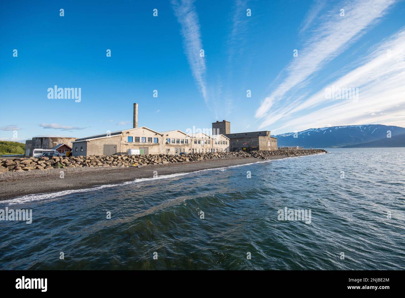 Old Herring Factory in village of Hjalteyri North Iceland Stock Photo ...