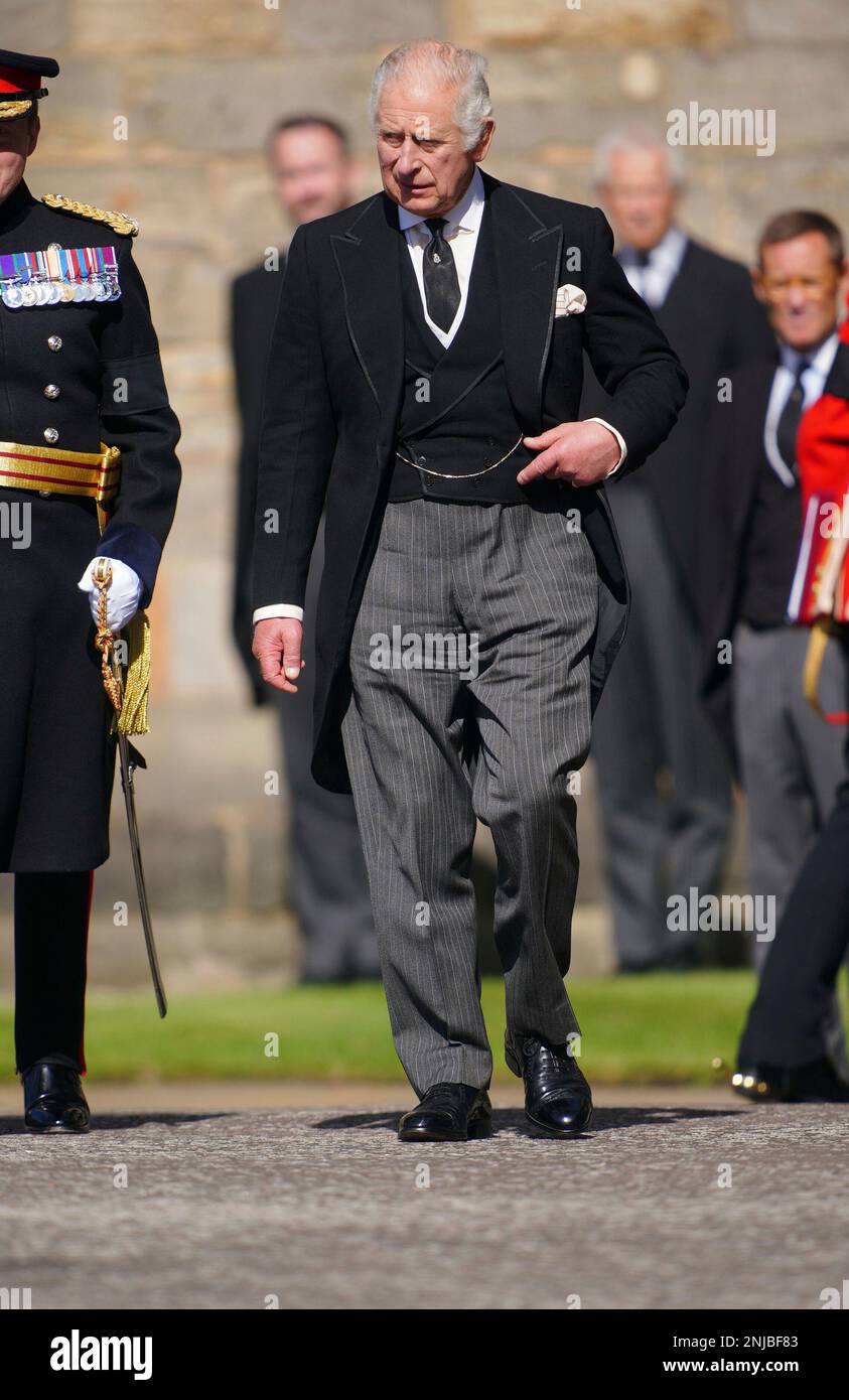 King Charles III arrives to attend the Ceremony of the Keys, at the ...