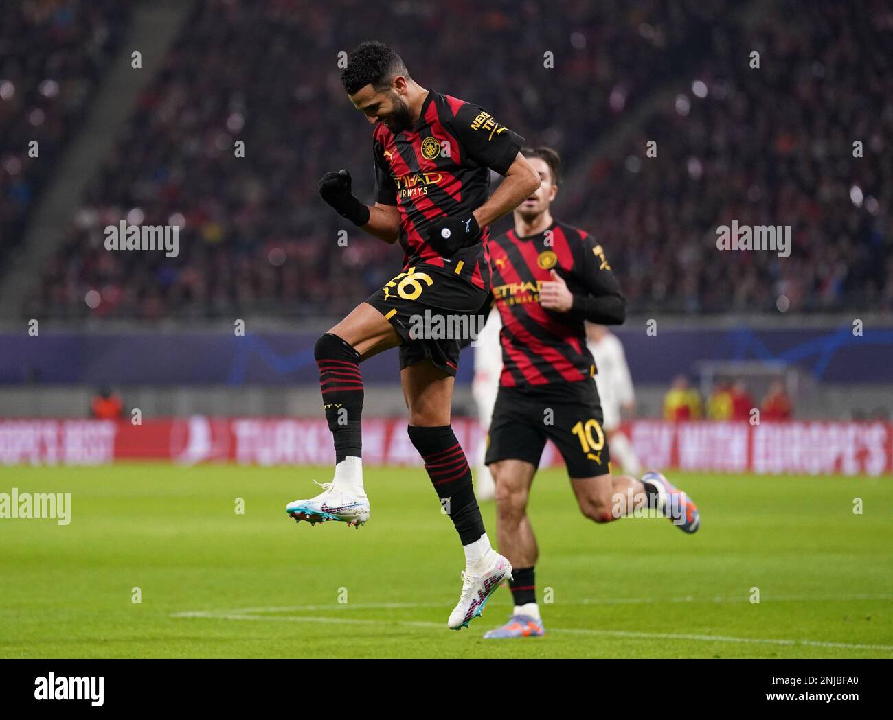 Manchester City's Riyad Mahrez celebrates scoring their side's first ...
