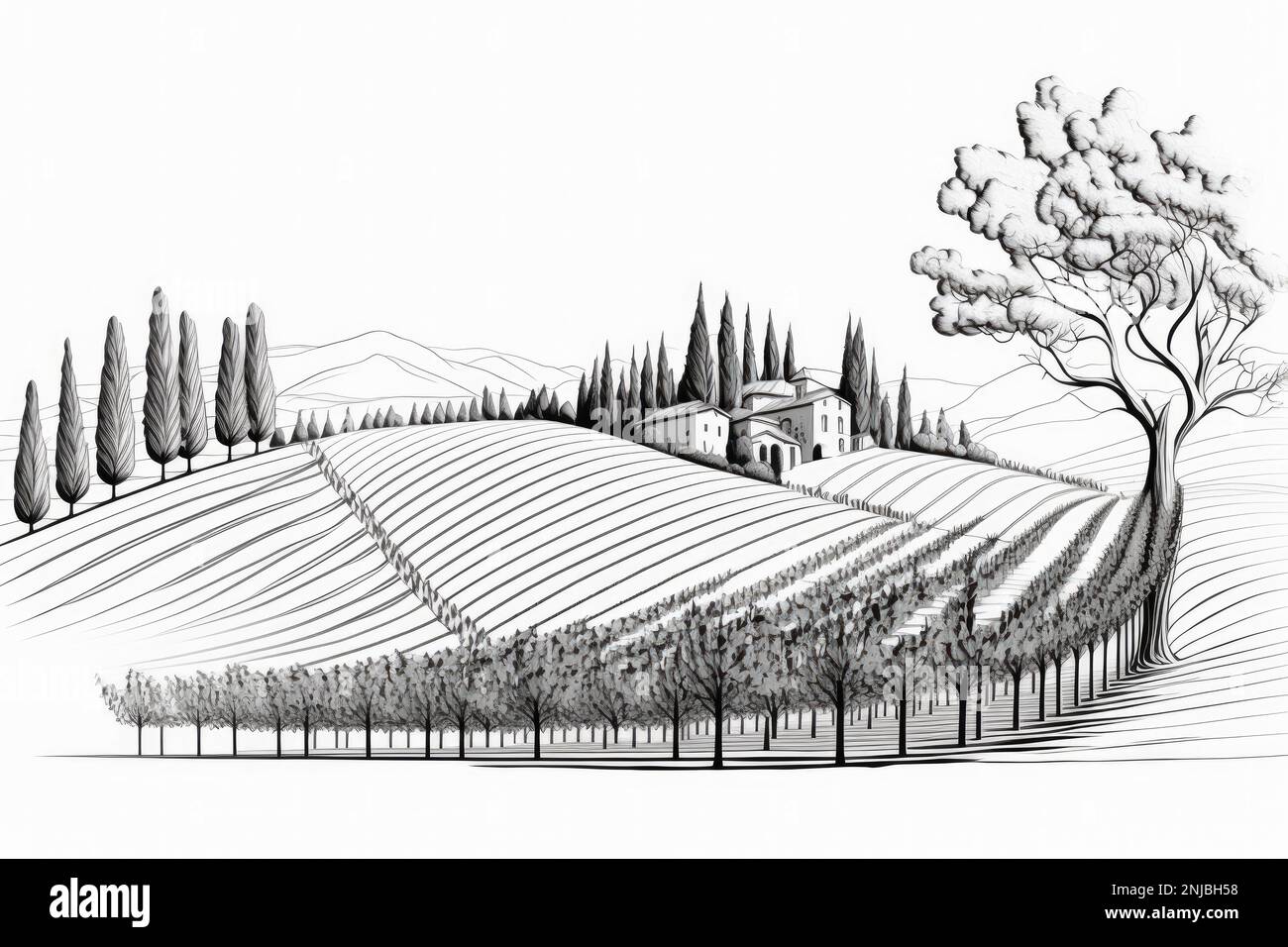 Vineyard rows Cut Out Stock Images & Pictures - Alamy