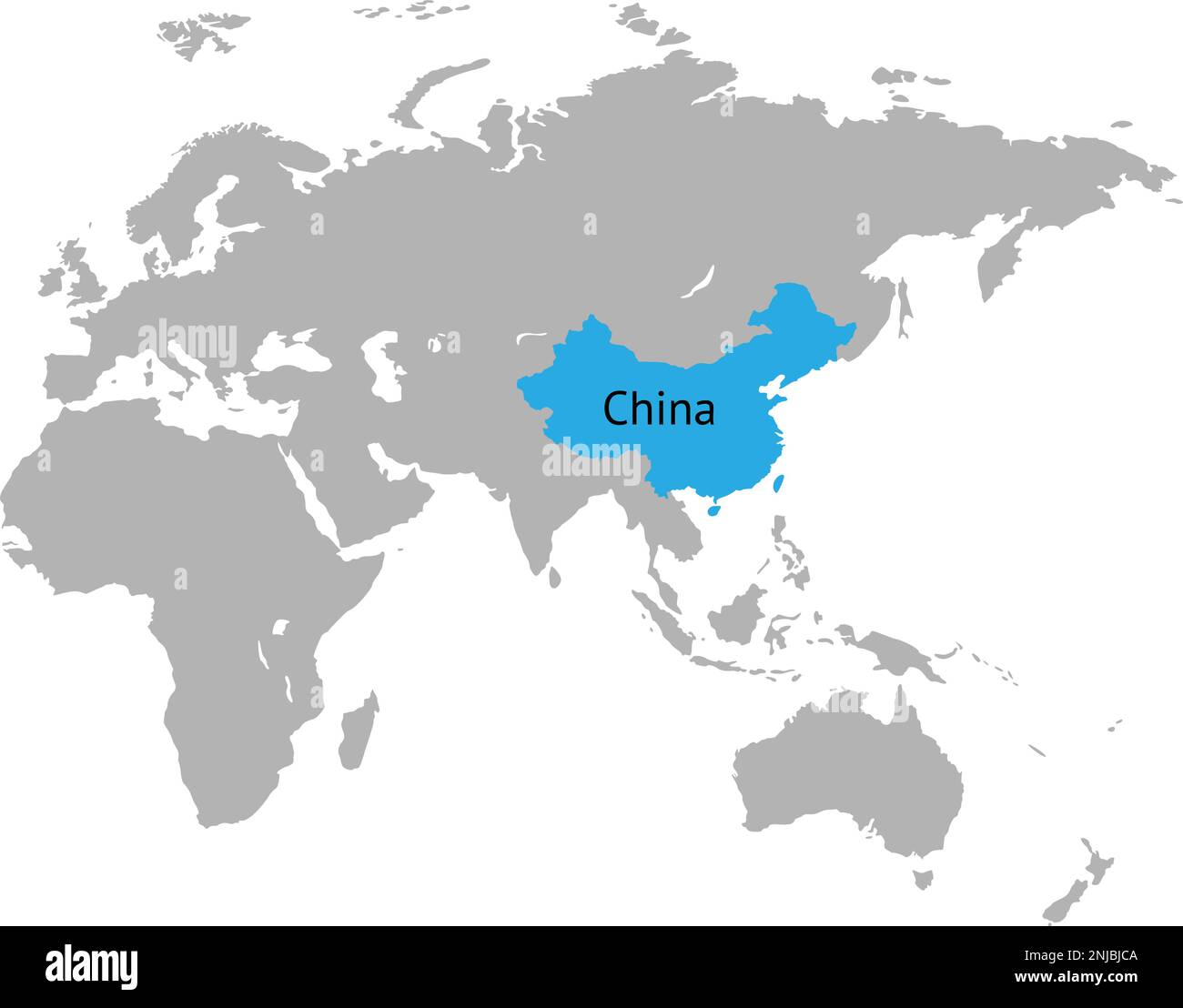 World map highlighted china with blue mark vector illustration Stock ...