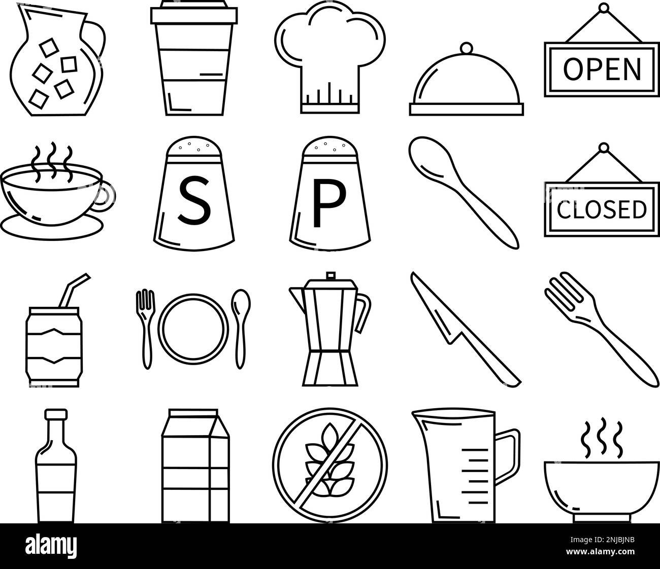 Cooking line icons set on white background vector eps 10 Stock Vector ...