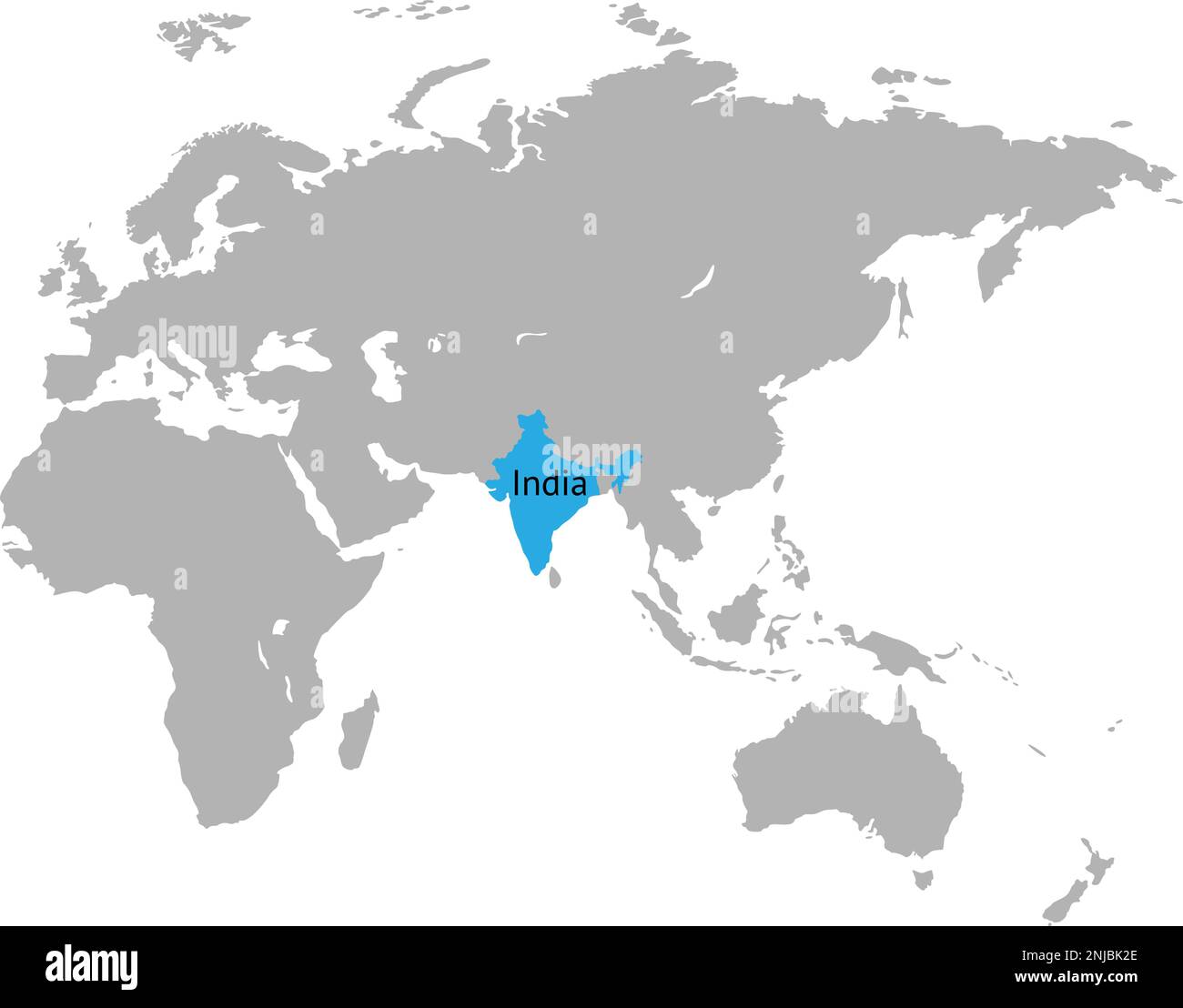 India marked by blue in grey World political map. Vector illustration ...