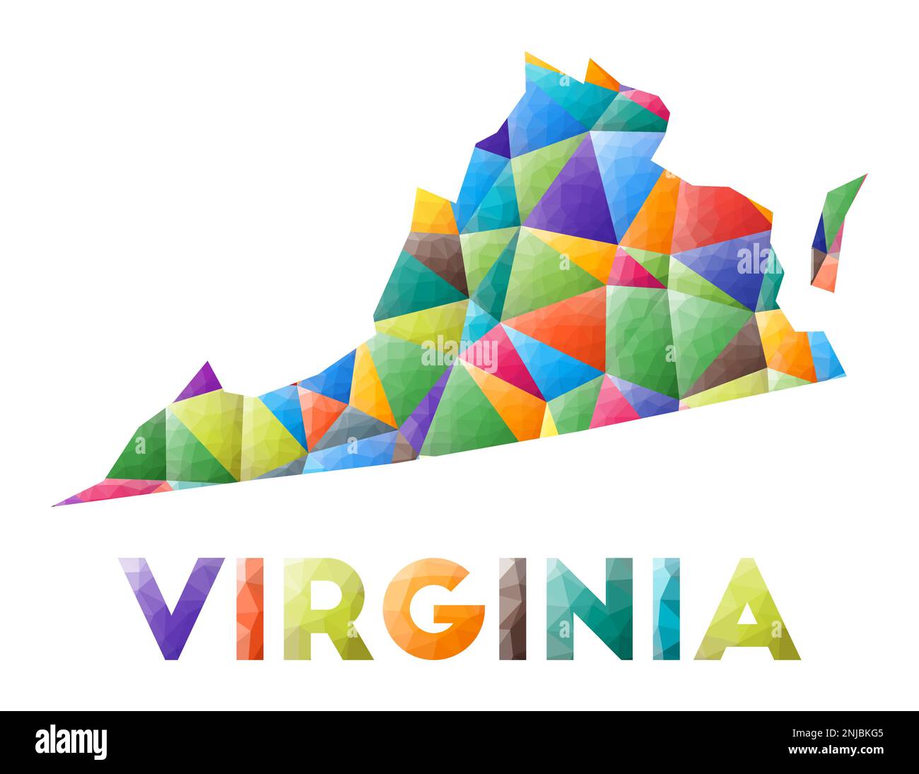 Virginia - colorful low poly US state shape. Multicolor geometric ...