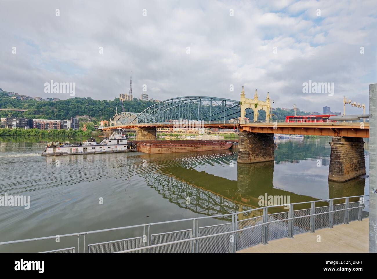 Smithfield Street Bridge, an unusual lenticular truss design, rests on ...