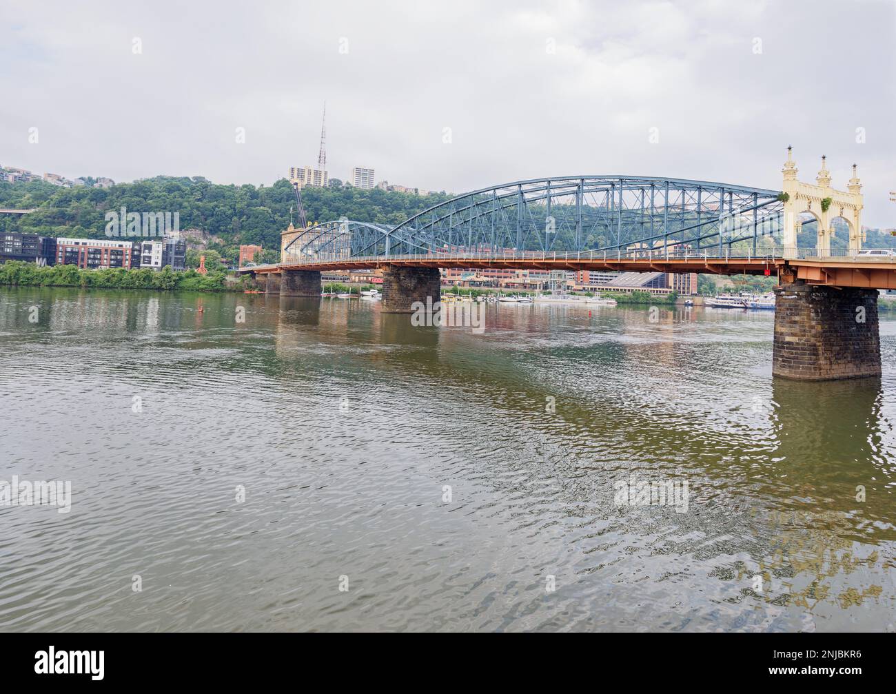 Smithfield Street Bridge, an unusual lenticular truss design, rests on ...