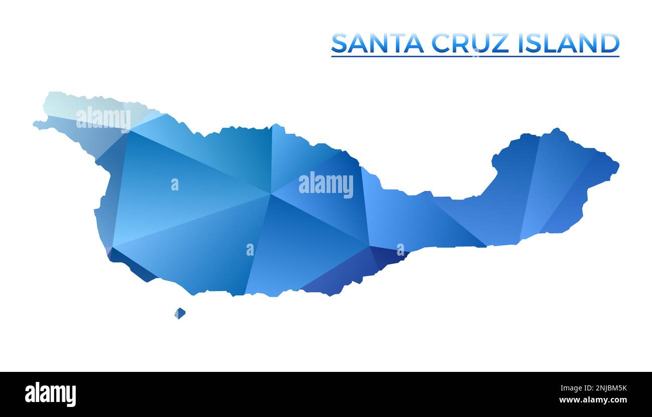Vector polygonal Santa Cruz Island map. Vibrant geometric island in low ...