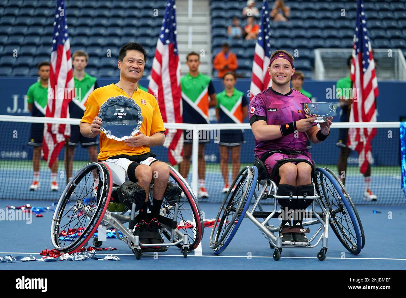 Finalist Shingo Kunieda and champion Alfie Hewett pose for a photo ...