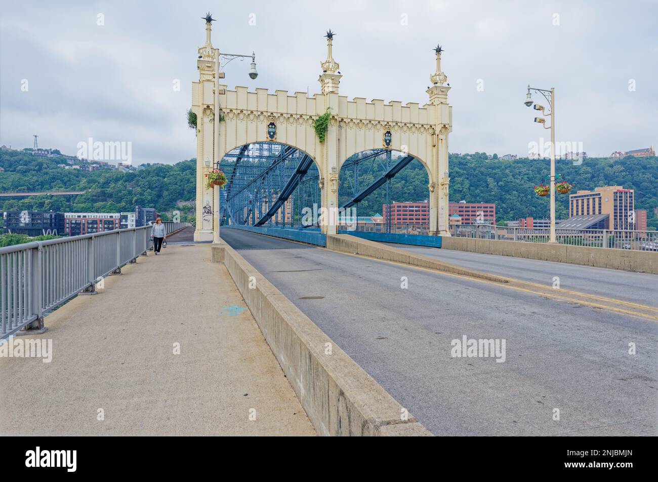 Smithfield Street Bridge, an unusual lenticular truss design, rests on ...