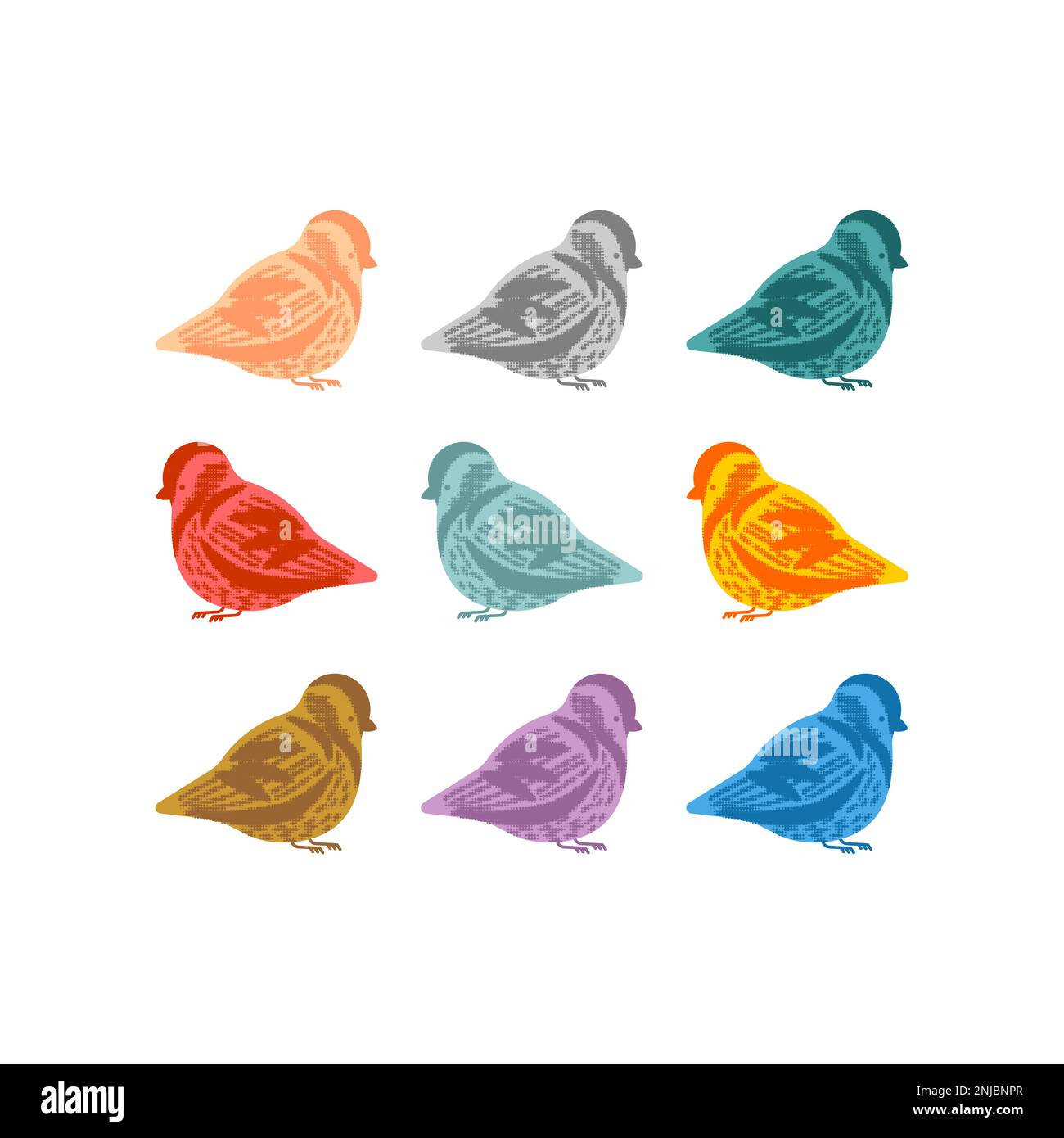 Sparrow multicolored set. Small bird Vector illustration Stock Vector ...