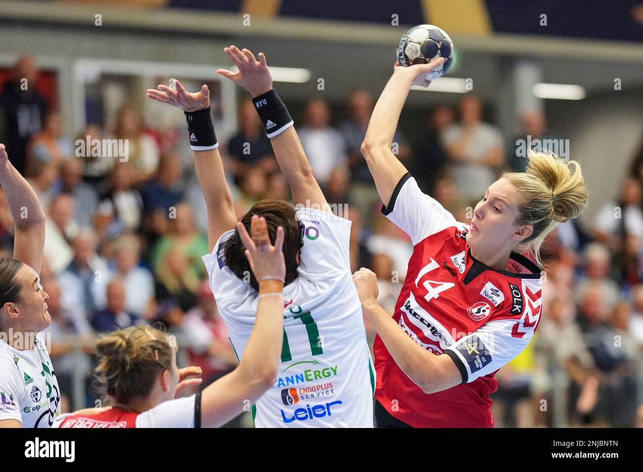 Kristine Breistol of Team Esbjerg, right, in action during the women's ...