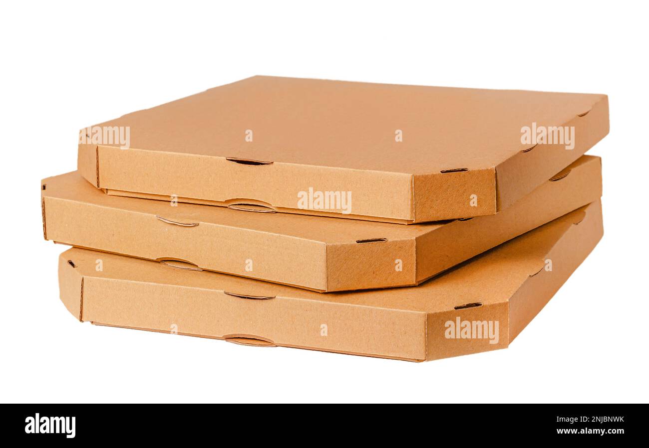 Pizza boxes isolated on white background with clipping path Stock Photo ...