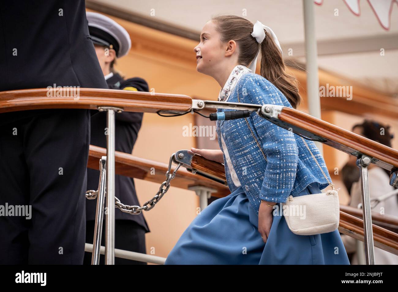 Princess Josephine of Denmark arrives at luncheon on the Royal Yacht ...
