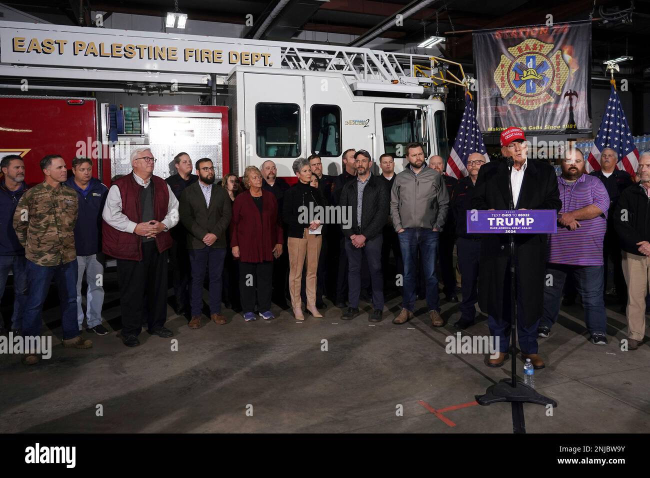 Former President Donald Trump speaks at the East Palestine Fire ...