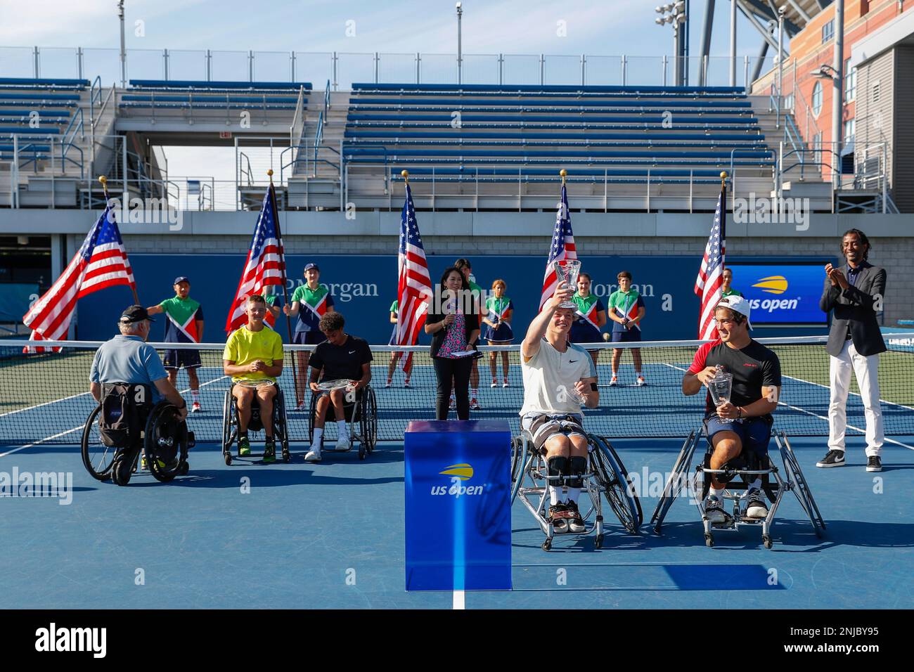 Ben Bartram and Dahnon Ward pose with trophies during a junior ...