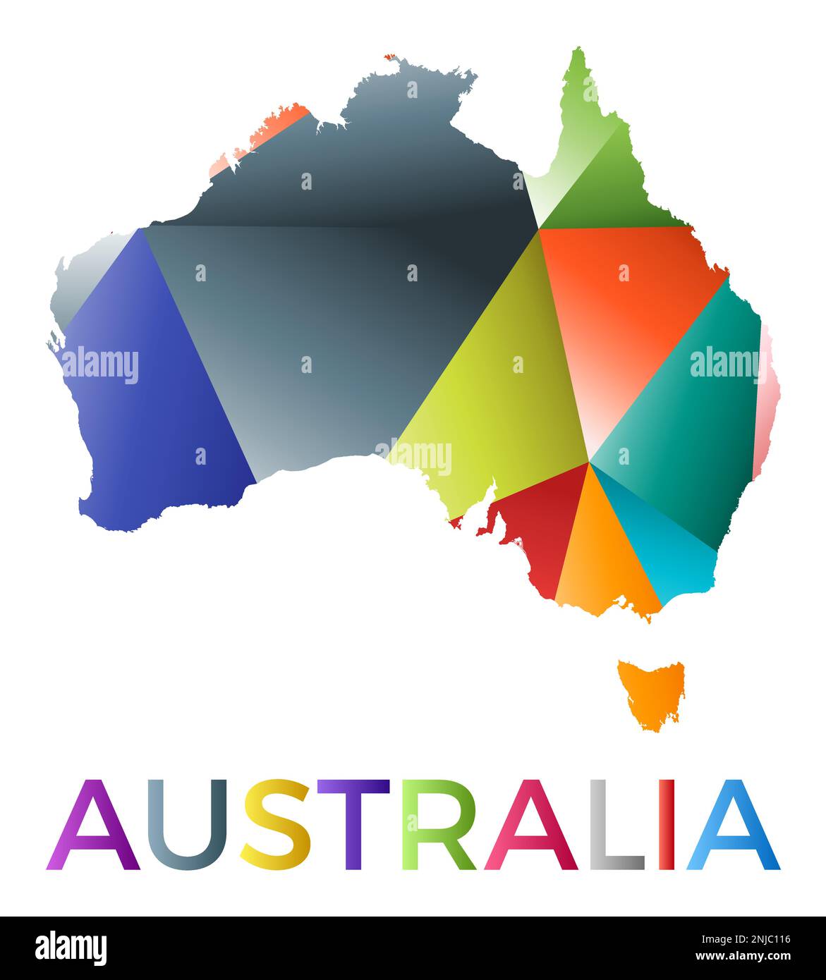 Bright colored Australia shape. Multicolor geometric style country logo ...