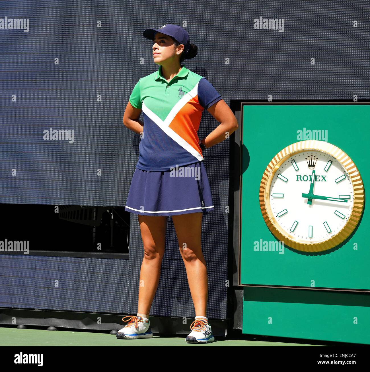 US Open ball crew during a mixed doubles championship match at the 2022 ...