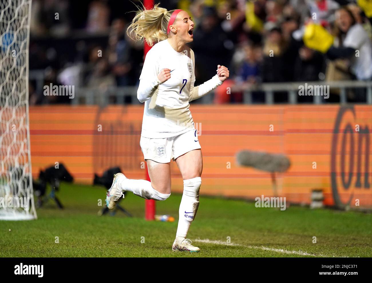 England's Chloe Kelly celebrates scoring their side's third goal of the ...
