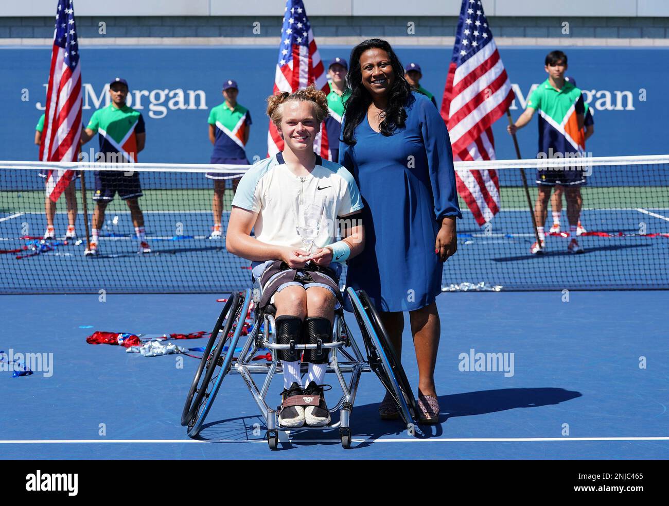 Champion, Ben Bartram, poses for a photo during a trophy presentation following a junior ...