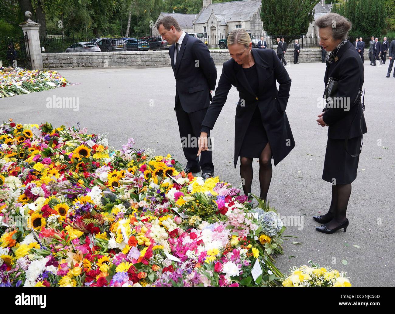 Britain's Princess Anne, right and her children, Peter Phillips, left ...