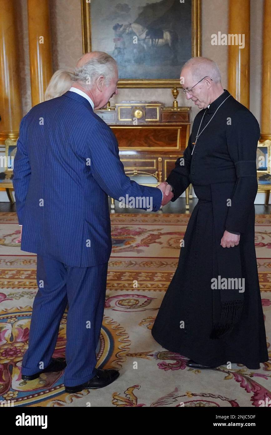 King Charles III during an audience with the Archbishop of Canterbury ...