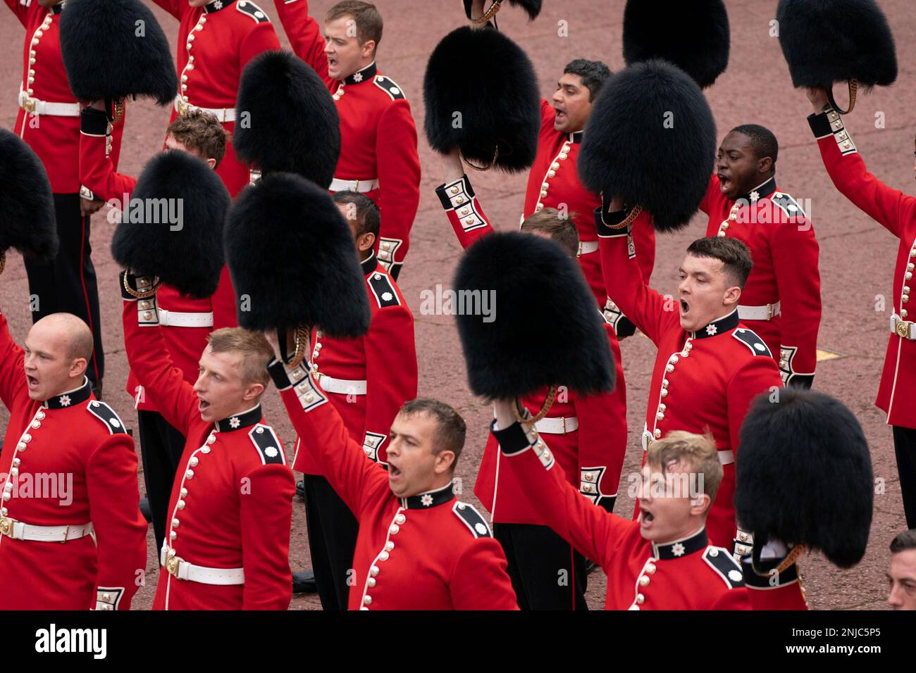 The King's Guard cheer during the the Accession Council ceremony at St ...