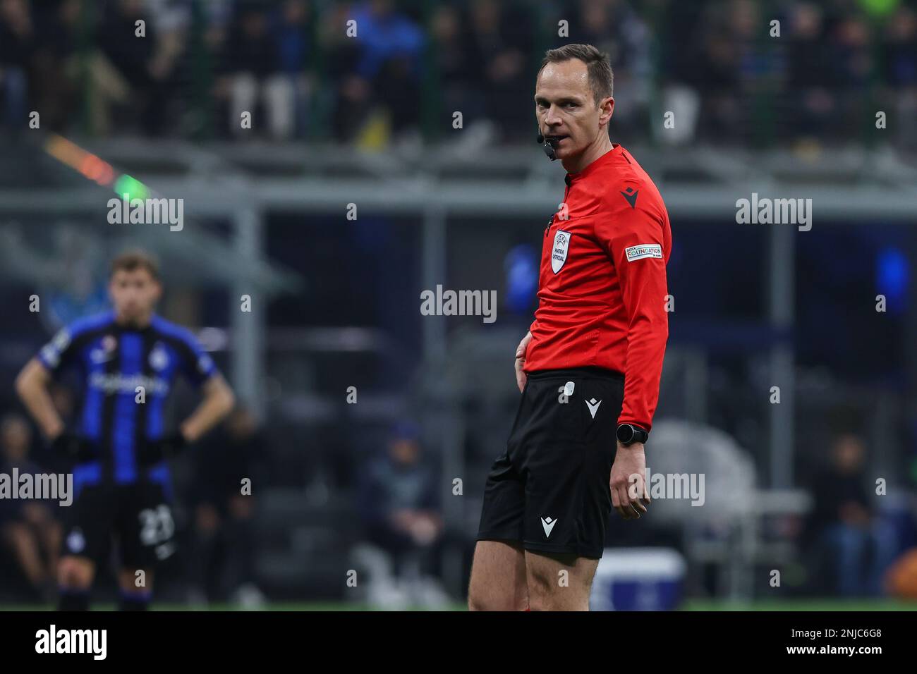 Referee Srdjan Jovanovic in action during the UEFA Champions League ...