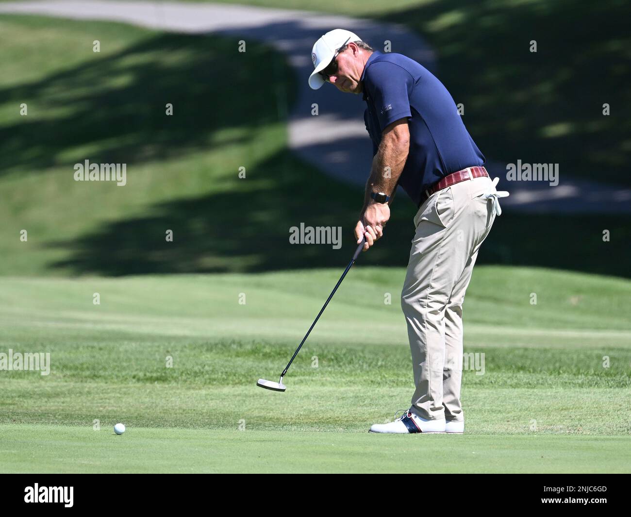 JENNINGS, MO - SEPTEMBER 09: Cameron Beckman puts on the #2 green ...