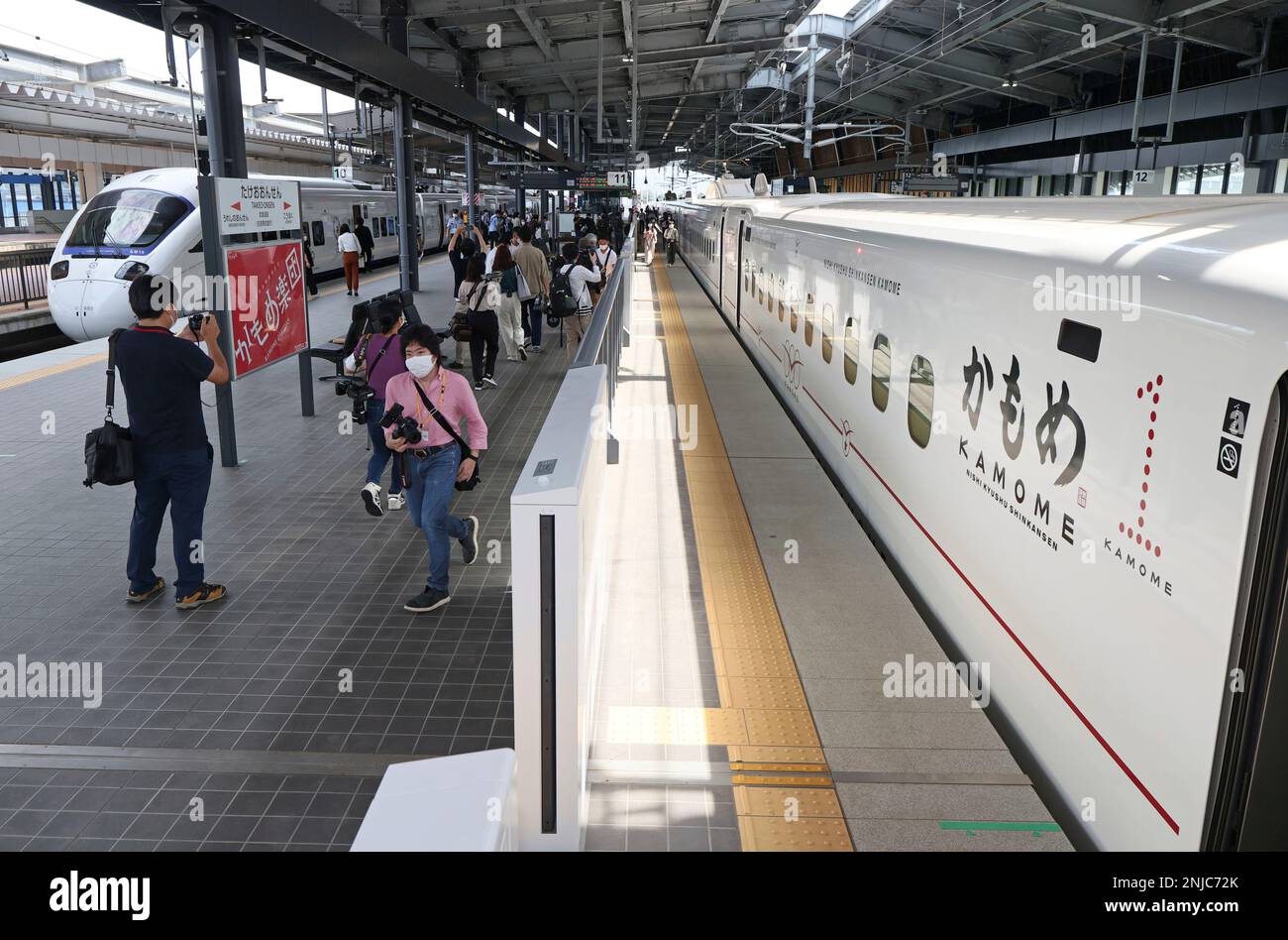 A test-ride event of Nishi Kyushu Shinkansen "Kamome" for the press is ...